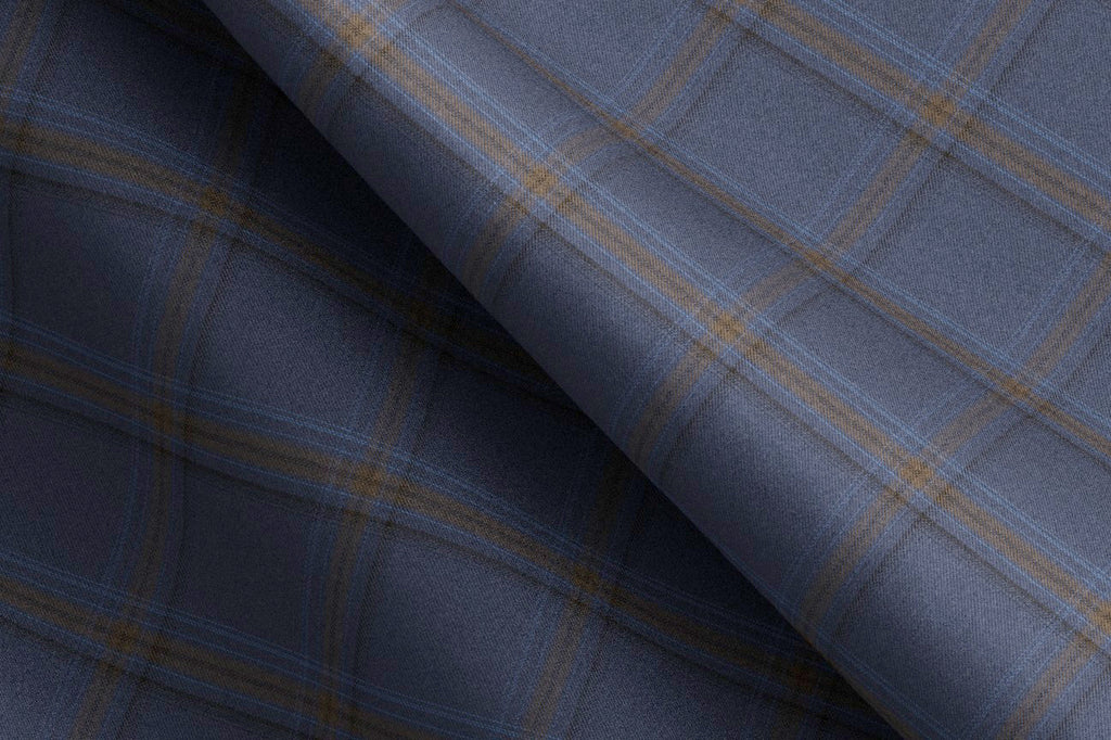 Made To Measure Dark Blue with Brown and Light Blue Check Jacket